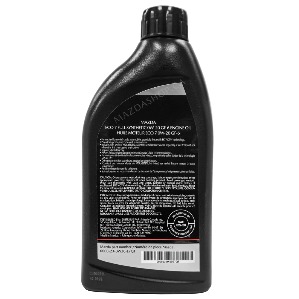 Engine Oil, Full Synthetic (GF-6, ECO 7) | Mazda (SAE 0W-20 ...