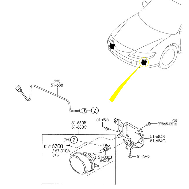 Fog Light (Right) | Mazda6 (2006-2008) - MazdaShop | Genuine Mazda ...